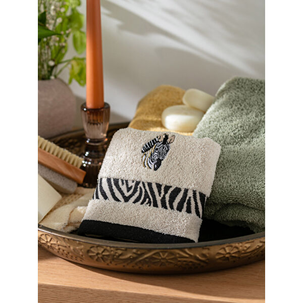 Zebra Nakışlı Pamuklu El Havlusu 30x50 Cm