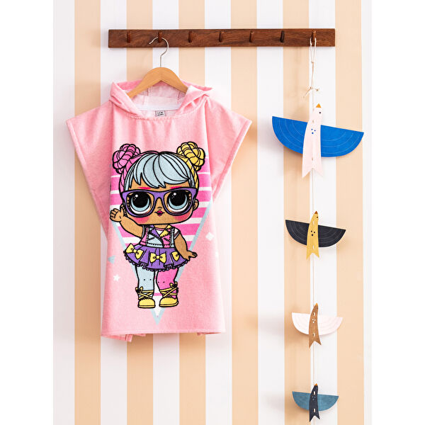 LOL Lisanslı Pamuklu Kapüşonlu Kız Çocuk Panço Bornoz