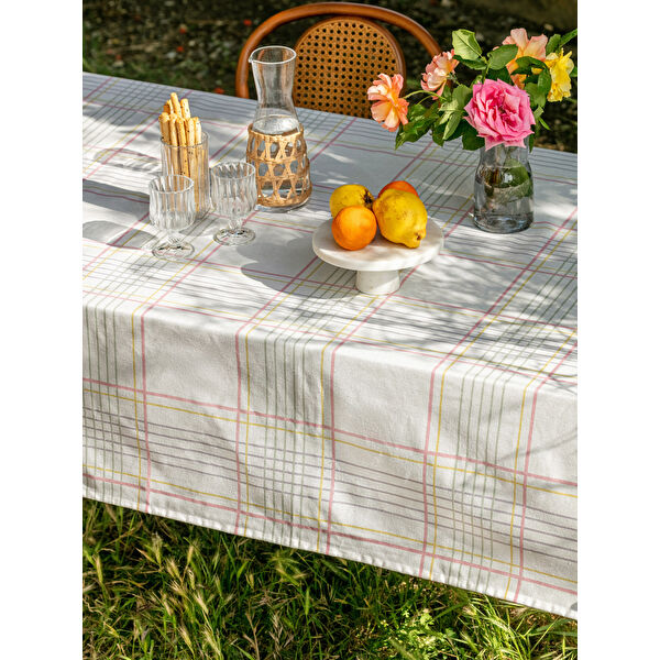 Ekose Baskılı Pamuklu Masa Örtüsü 150x200 Cm