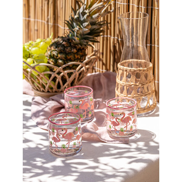 Flamingo Baskılı Cam Bardak 3'lü 260 Ml Flamingo Baskılı Cam Bardak 3'lü 260 Ml