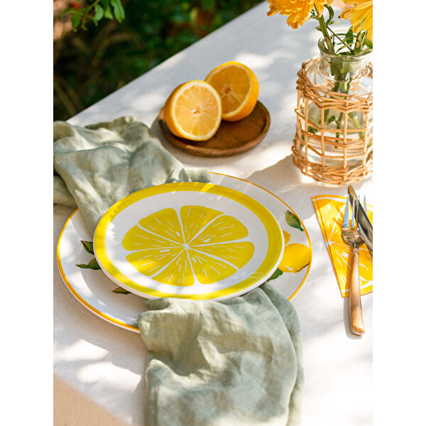 Limon Baskılı Seramik Pasta Tabağı 19 Cm Limon Baskılı Seramik Pasta Tabağı 19 Cm