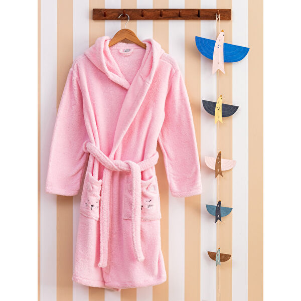 Nakışlı Kapüşonlu Kız Çocuk Sabahlık