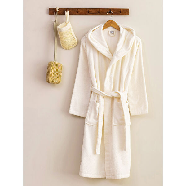 Düz Kapüşonlu Kadın Bornoz