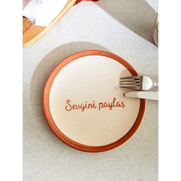 Yazı Baskılı Seramik Pasta Tabağı 21 Cm Yazı Baskılı Seramik Pasta Tabağı 21 Cm