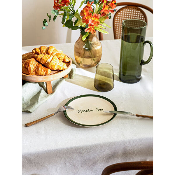 Yazı Baskılı Seramik Pasta Tabağı 21 Cm Yazı Baskılı Seramik Pasta Tabağı 21 Cm