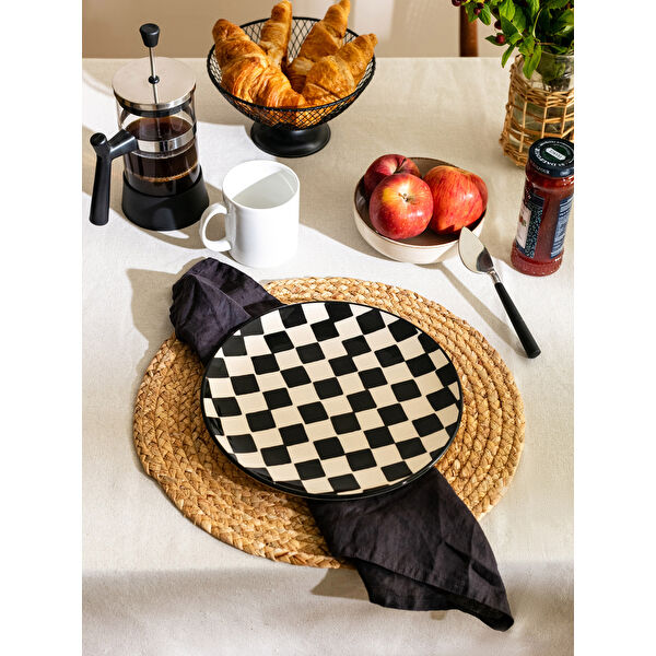 Dama Baskılı Seramik Servis Tabağı 26 Cm Dama Baskılı Seramik Servis Tabağı 26 Cm