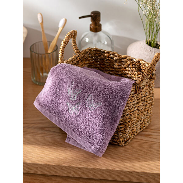 Kelebek Nakışlı Pamuklu Yüz Havlusu 50x80 Cm