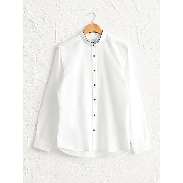 Hakim Yaka Uzun Kollu Dokulu Gömlek