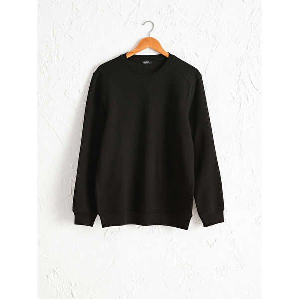 Rahat Kalıp Bisiklet Yaka Basic Sweatshirt