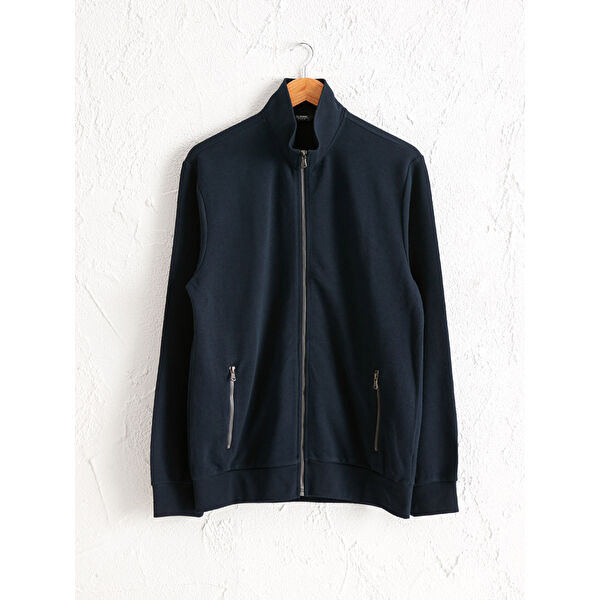 Rahat Kalıp Dik Yaka Basic Hırka