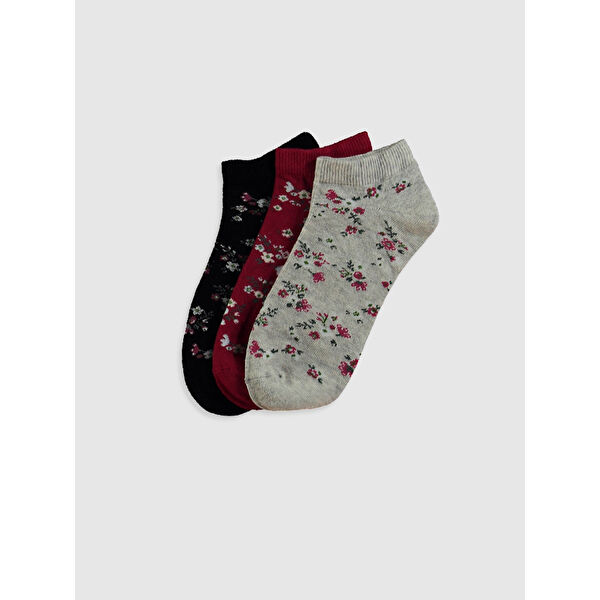 Desenli Kısa Patik Çorap 3'lü