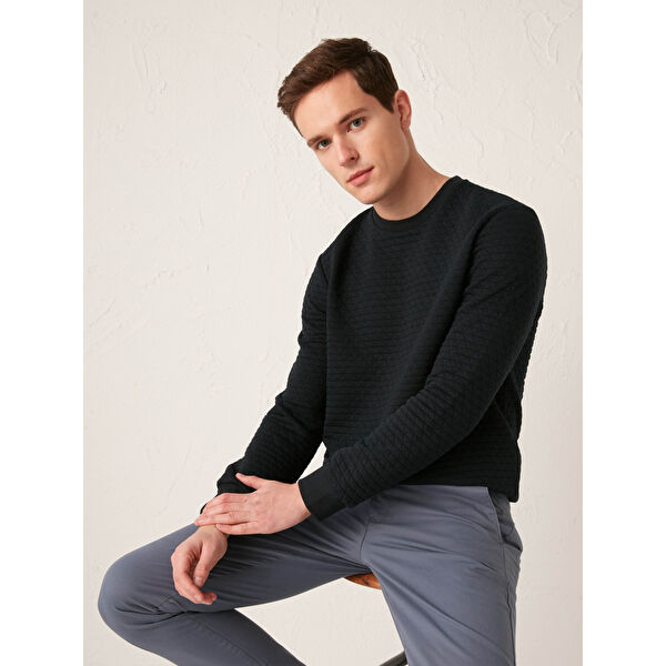 Bisiklet Yaka Basic Uzun Kollu Erkek Sweatshirt