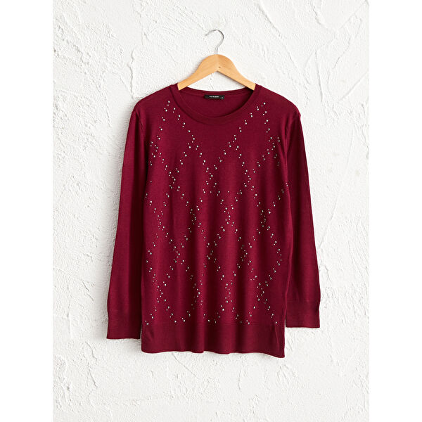 Pul İşlemeli Işıltılı Triko Kazak