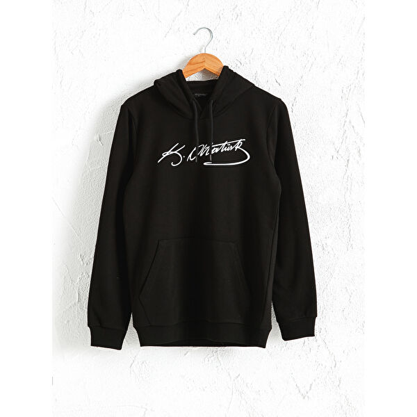 Atatürk Baskılı Kapüşonlu Sweatshirt