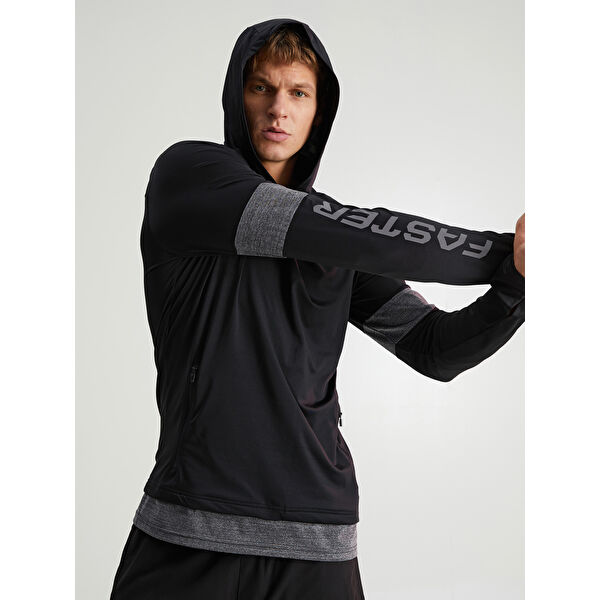 Kapüşonlu Uzun Kollu Baskılı Aktif Spor Erkek Sweatshirt Kapüşonlu Uzun Kollu Baskılı Aktif Spor Erkek Sweatshirt