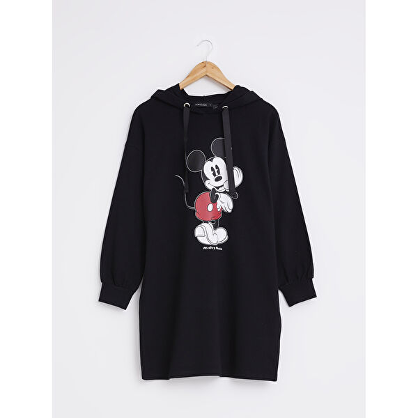 Mickey Mouse Baskılı Kapüşonlu Sweat Elbise Mickey Mouse Baskılı Kapüşonlu Sweat Elbise