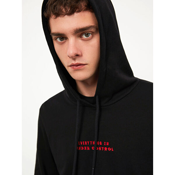 XSIDE Kapüşonlu Nakışlı Kalın Sweatshirt