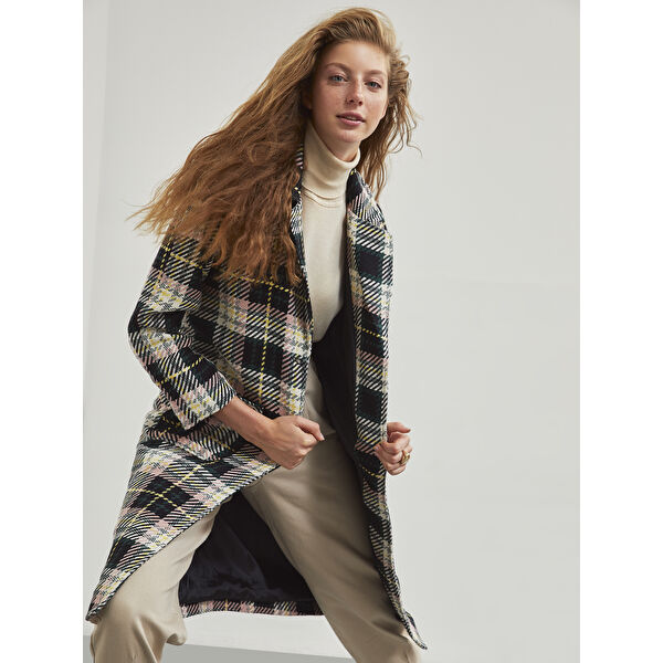 XSIDE Oversize Ekose Kaşe Kaban