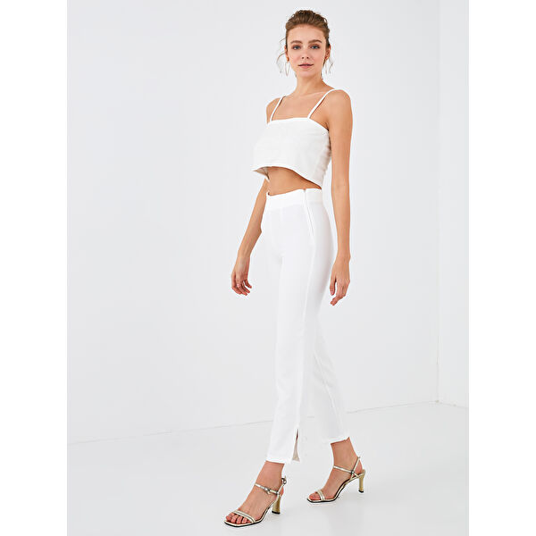 Save The Date Paça Detaylı Kumaş Pantolon Save The Date Paça Detaylı Kumaş Pantolon