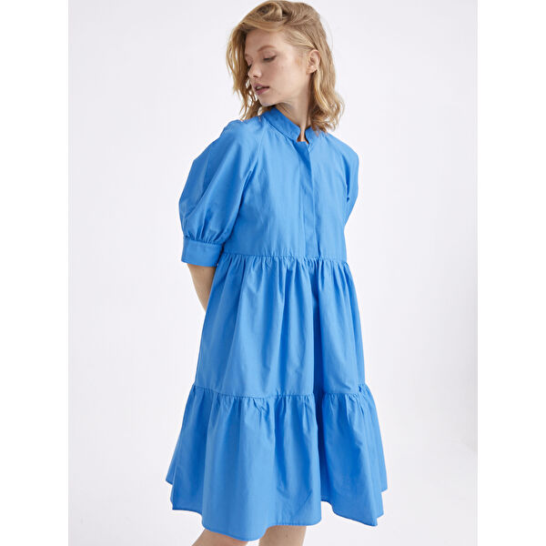 Volanlı Poplin Elbise