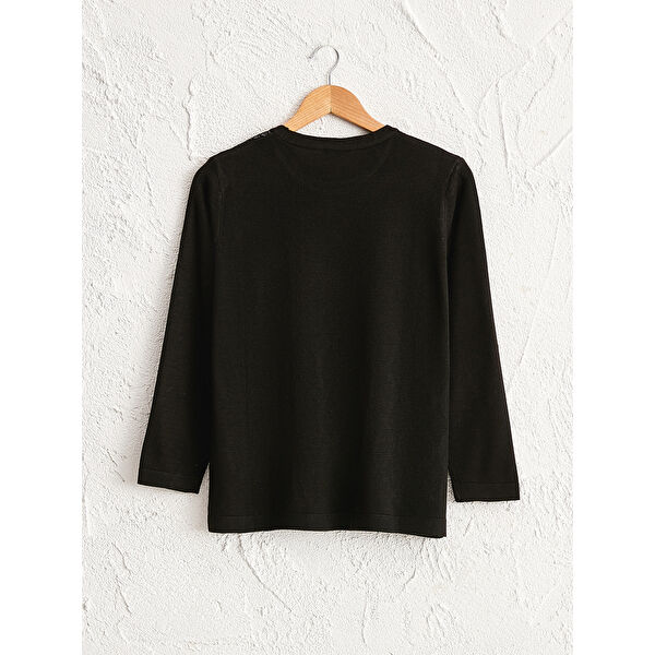 Bisiklet Yaka Baklava Desenli İnce Kazak