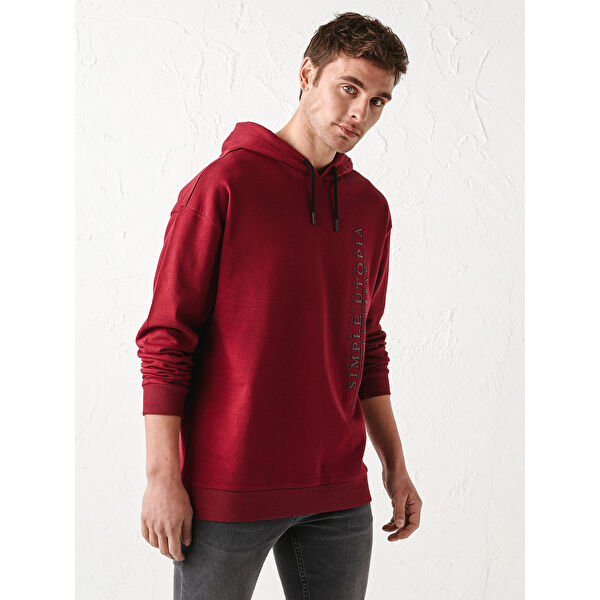 Kapüşonlu Uzun Kollu Baskılı Kalın Erkek Sweatshirt Kapüşonlu Uzun Kollu Baskılı Kalın Erkek Sweatshirt