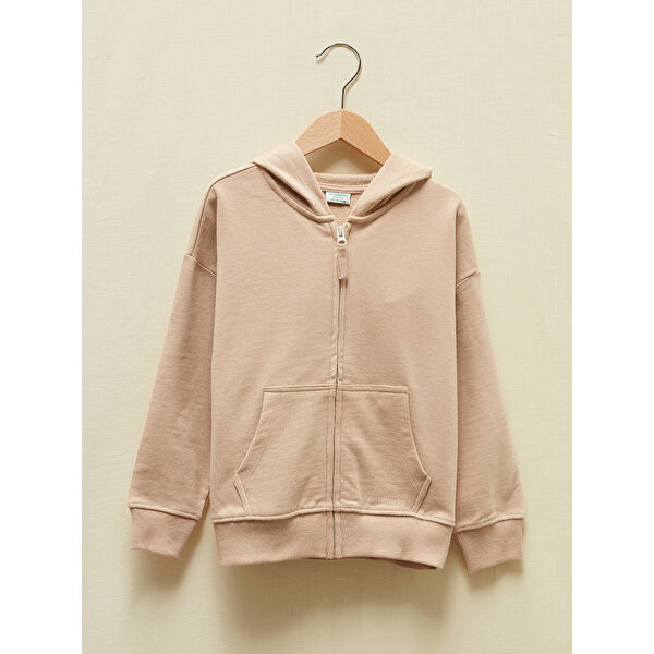 Kız Çocuk Organik Pamuklu Fermuarlı Kapüşonlu Sweatshirt