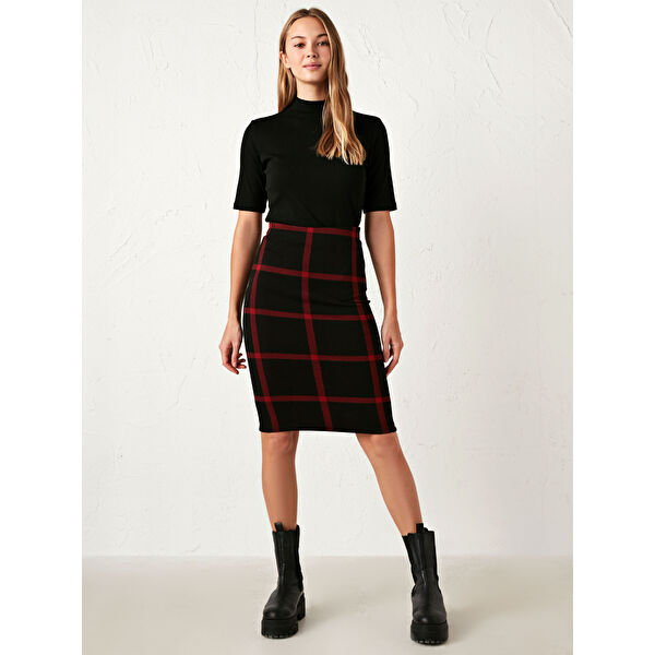 LCW CASUAL Ekstra Dar Fit Ekose Kadın Kalem Etek LCW CASUAL Ekstra Dar Fit Ekose Kadın Kalem Etek