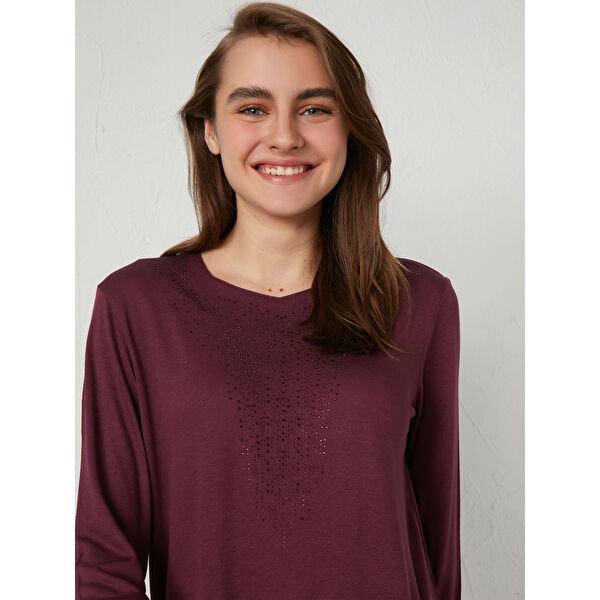 Parlak Taş Baskılı Esnek Tişört Parlak Taş Baskılı Esnek Tişört