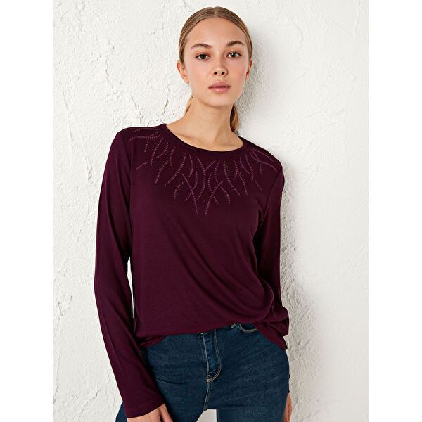 Kendinden Desenli Viskon Bluz