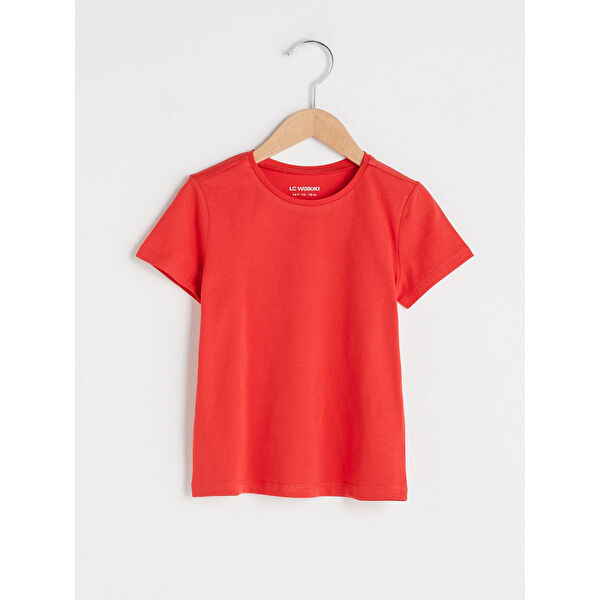 Bisiklet Yaka Basic Kısa Kollu Pamuklu Kız Çocuk Tişört