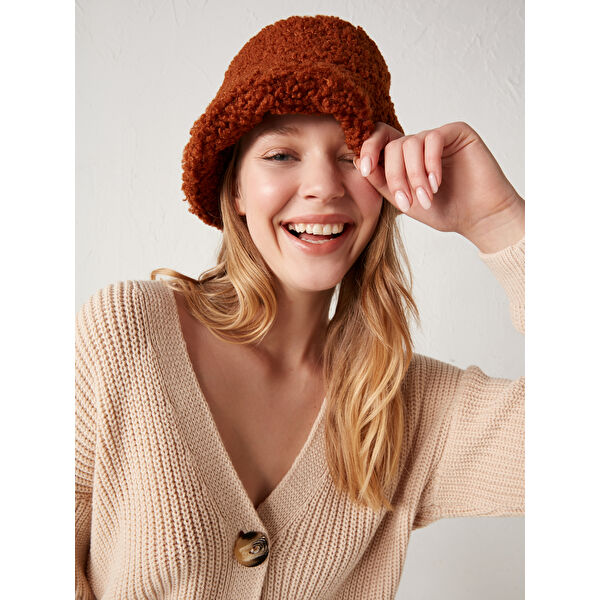 Kadın Tay Tüyü Bucket Şapka