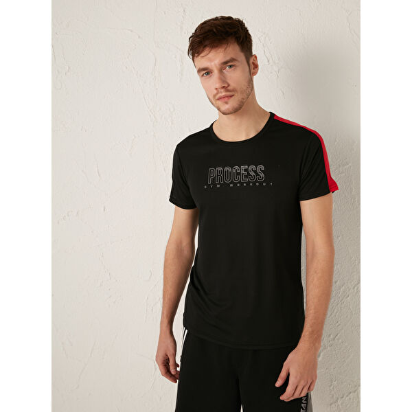 Bisiklet Yaka Kısa Kollu Aktif Spor Erkek Tişört