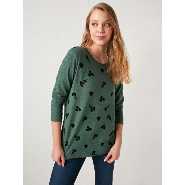 Bisiklet Yaka Çiçek Baskılı Bluz