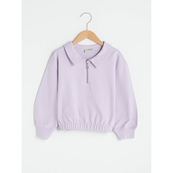 Polo Yaka Basic Uzun Kollu Kız Çocuk Sweatshirt