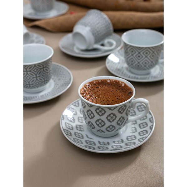 Desenli Porselen Türk Kahvesi Fincan Takımı 6'lı 6x5 Cm Desenli Porselen Türk Kahvesi Fincan Takımı 6'lı 6x5 Cm