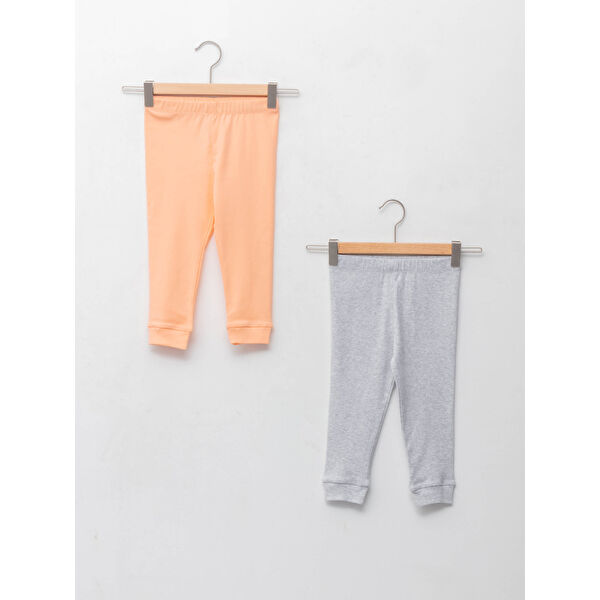 Beli Lastikli Basic Pamuklu Kız Bebek Pijama Alt 2'li