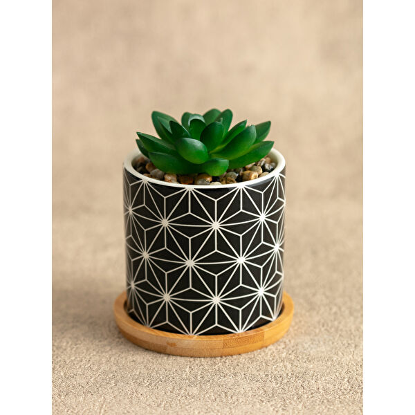 Baskılı Seramik Dekoratif Saksı 7x7x8 Cm Baskılı Seramik Dekoratif Saksı 7x7x8 Cm