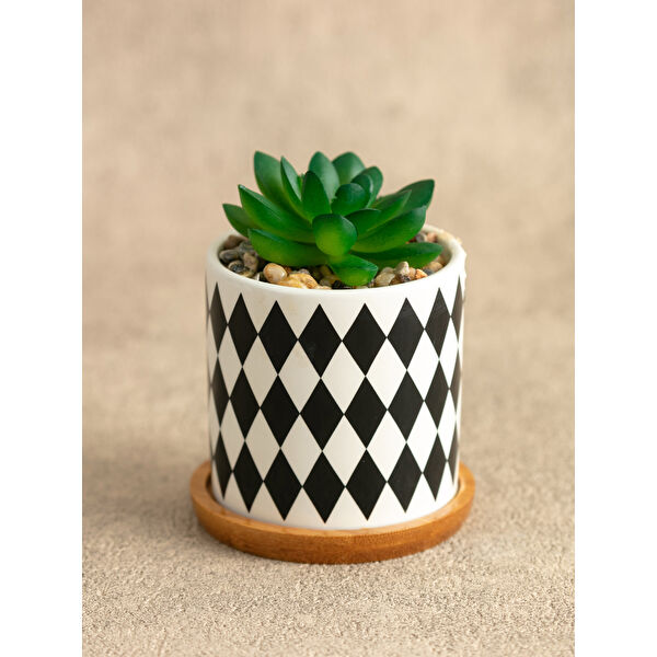 Baskılı Seramik Dekoratif Saksı 7x7x8 Cm Baskılı Seramik Dekoratif Saksı 7x7x8 Cm