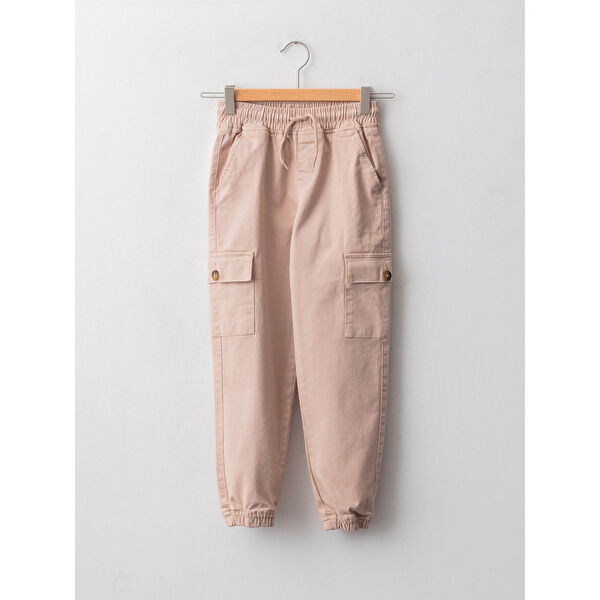Beli Lastikli Basic Gabardin Kız Çocuk Jogger Kargo Pantolon