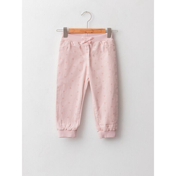 Beli Lastikli Desenli Gabardin Kız Bebek Astarlı Jogger Pantolon Beli Lastikli Desenli Gabardin Kız Bebek Astarlı Jogger Pantolon