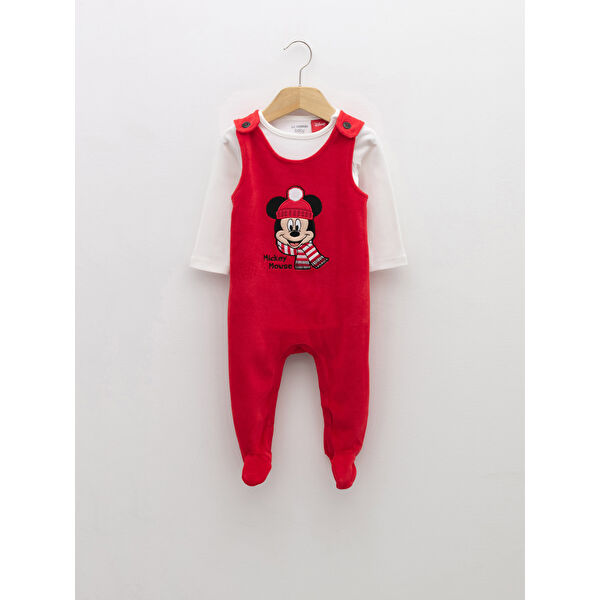 Mickey Mouse Nakışlı Erkek Bebek Çıtçıtlı Body ve Salopet 2'li Takım Mickey Mouse Nakışlı Erkek Bebek Çıtçıtlı Body ve Salopet 2'li Takım