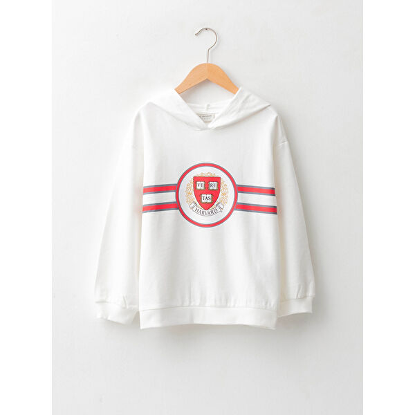 Kapüşonlu Uzun Kollu Harvard University Baskılı Kız Çocuk Sweatshirt Kapüşonlu Uzun Kollu Harvard University Baskılı Kız Çocuk Sweatshirt
