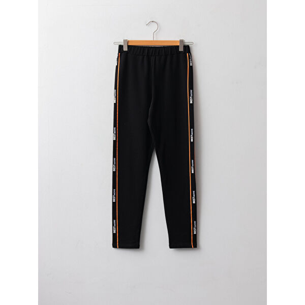 Beli Lastikli Slogan Yazı Baskılı Pamuklu Kız Çocuk Bilek Boy Tayt Beli Lastikli Slogan Yazı Baskılı Pamuklu Kız Çocuk Bilek Boy Tayt