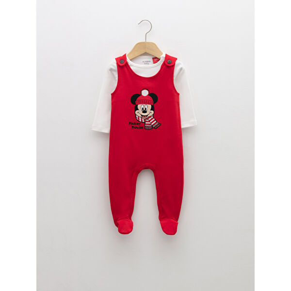 Bisiklet Yaka Uzun Kollu Mickey Mouse Nakışlı Erkek Bebek Çıtçıtlı Body ve Salopet 2'li Takım Bisiklet Yaka Uzun Kollu Mickey Mouse Nakışlı Erkek Bebek Çıtçıtlı Body ve Salopet 2'li Takım