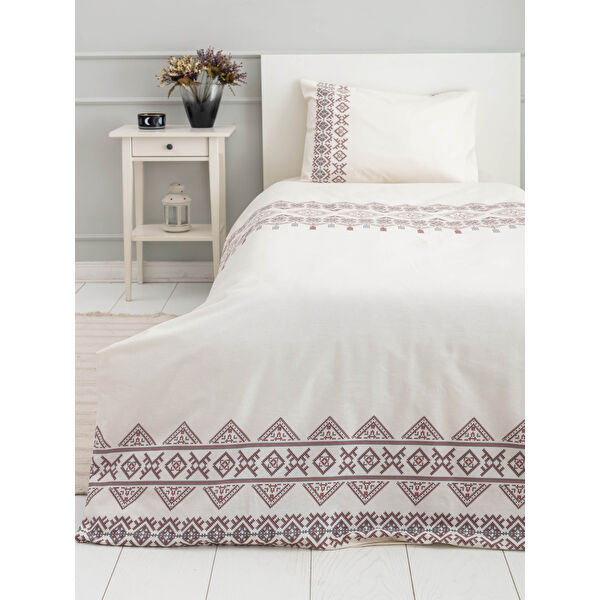 Tek Kişilik Desenli Dokuma Nevresim Takımı