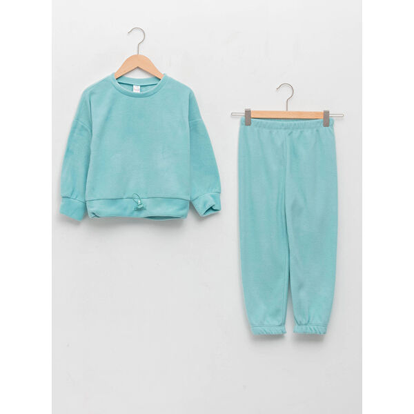 Bisiklet Yaka Basic Uzun Kollu Polar Kız Çocuk Pijama Takımı