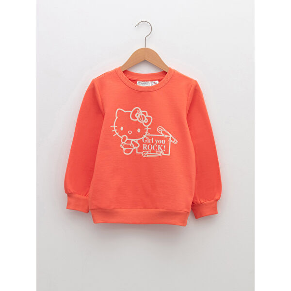 Bisiklet Yaka Hello Kitty Baskılı Uzun Kollu Kız Çocuk Sweatshirt Bisiklet Yaka Hello Kitty Baskılı Uzun Kollu Kız Çocuk Sweatshirt