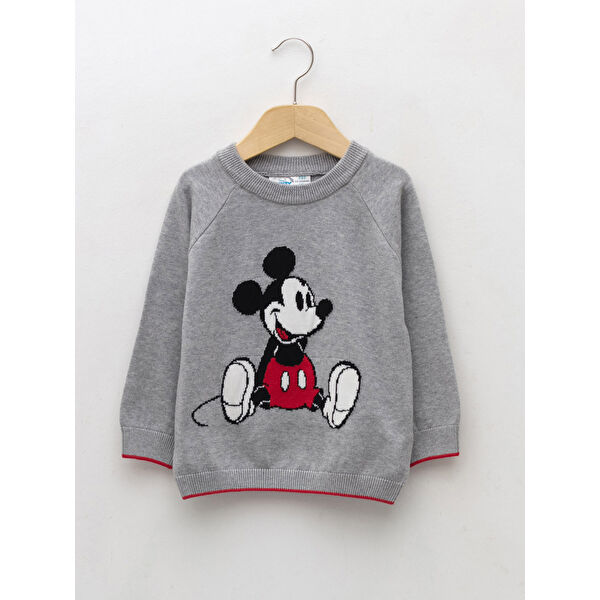 Bisiklet Yaka Mickey Mouse Desenli Uzun Kollu Erkek Bebek Triko Kazak Bisiklet Yaka Mickey Mouse Desenli Uzun Kollu Erkek Bebek Triko Kazak