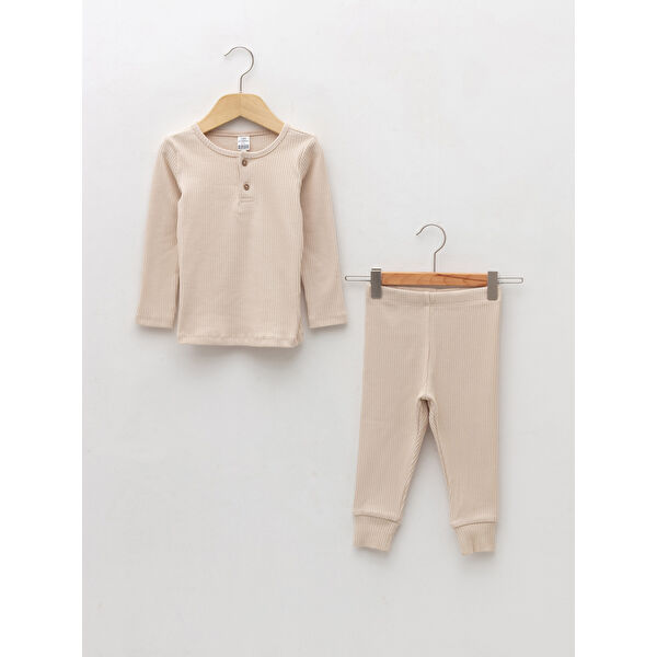 Bisiklet Yaka Uzun Kol Basic Erkek Bebek Pijama Takımı